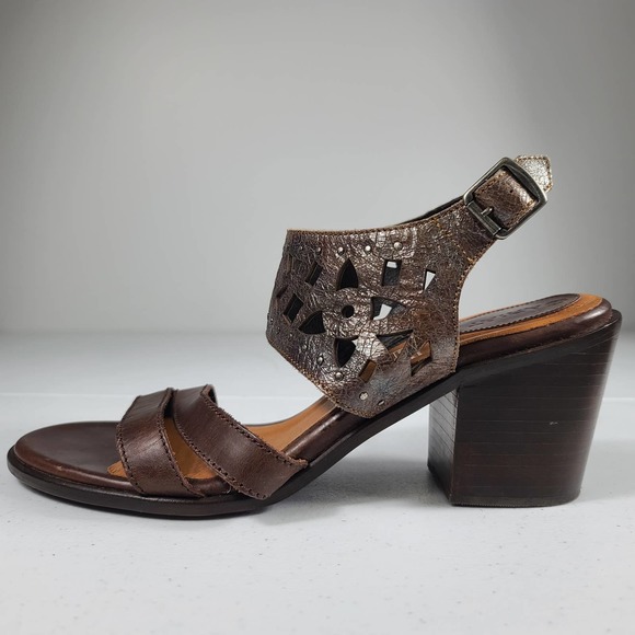 Ariat | Shoes | Ariat Poppy Brown Leather Open Toe Strappy Block Heel ...